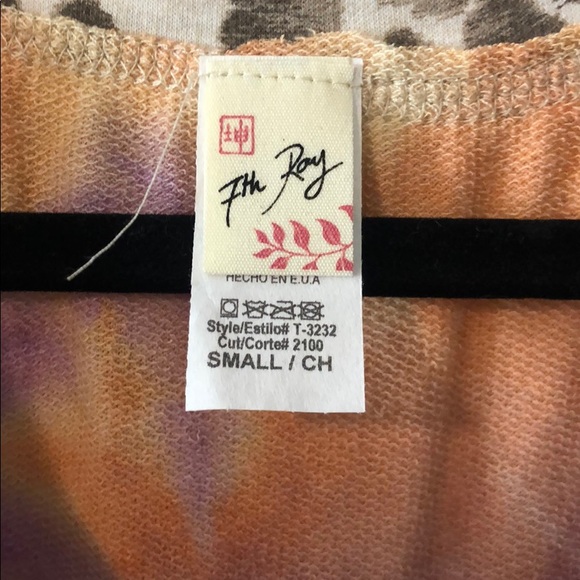 7th Ray | Tops | Short Sleeve Tie Dye Leopard Print Topsm | Poshmark